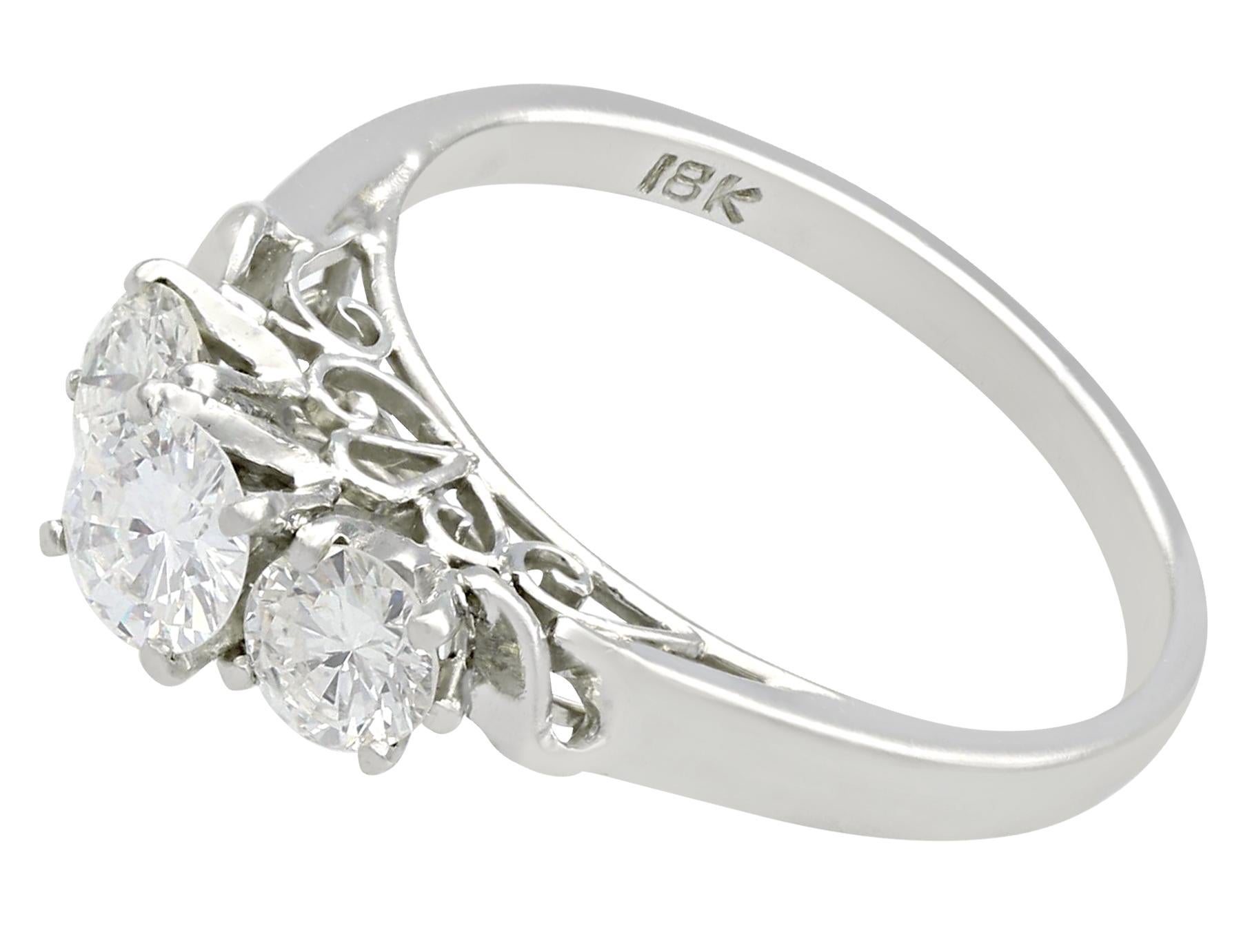 Vintage 1990s Diamond and White Gold Three-Stone Ring For Sale at ...