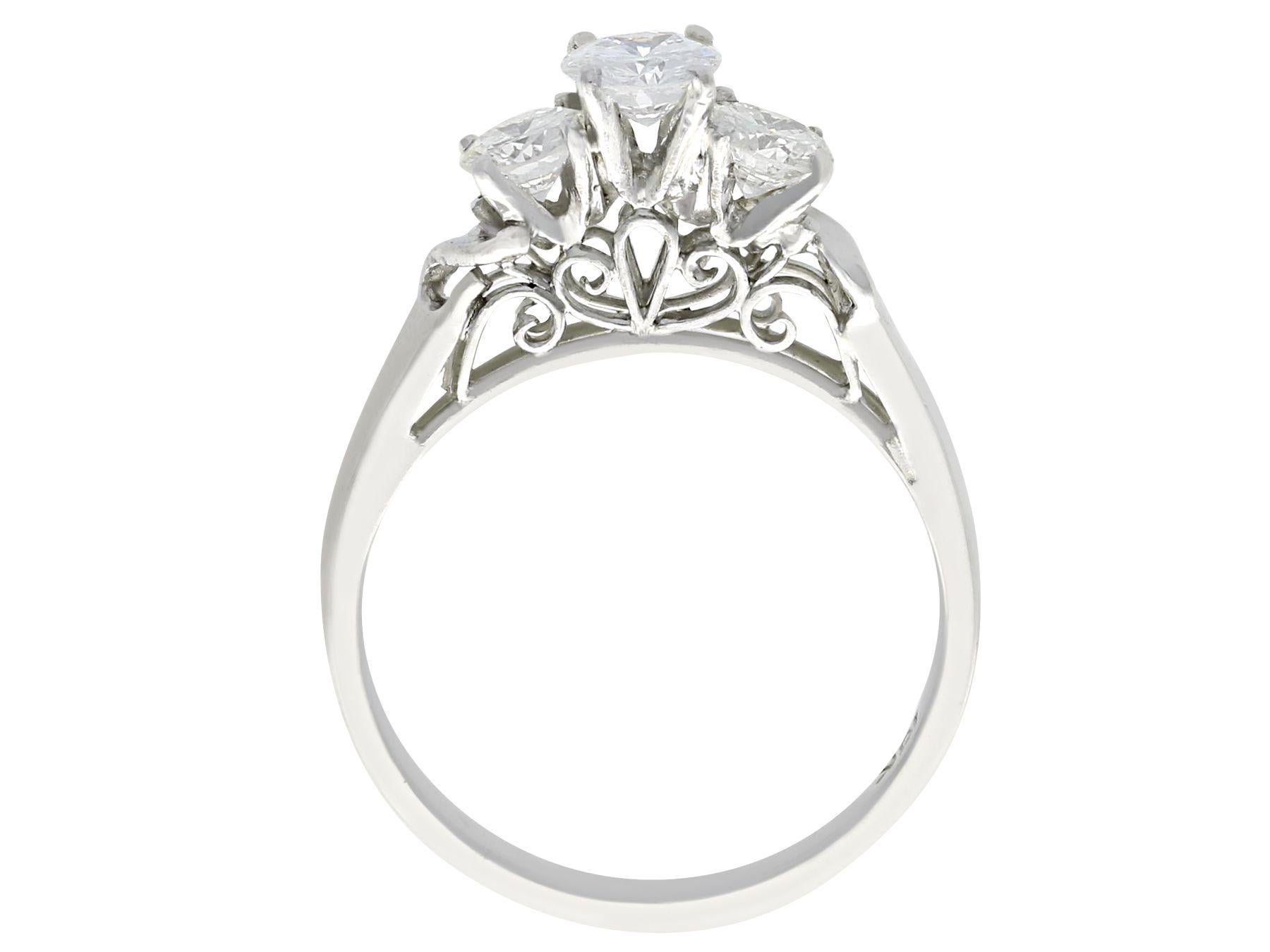 Vintage 1990s Diamond and White Gold Three-Stone Ring For Sale at ...