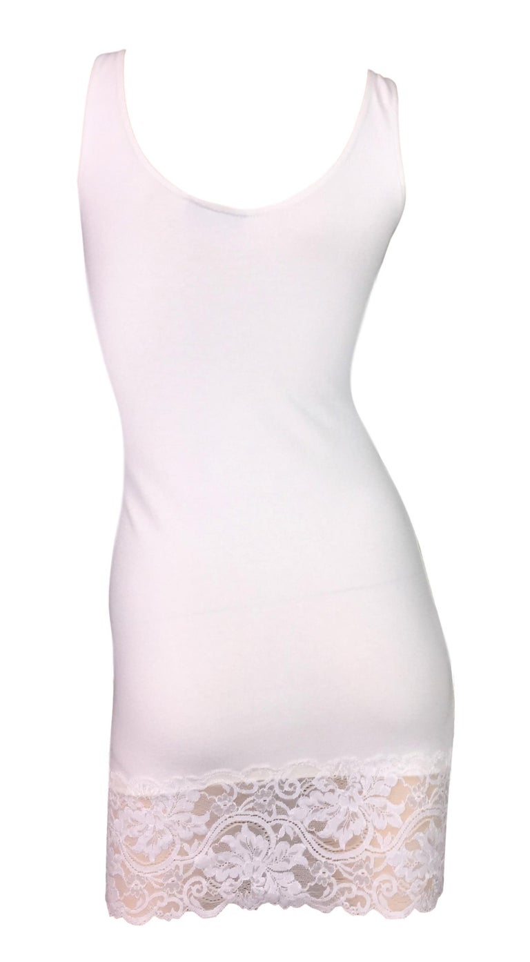 Vintage 1990's Dolce and Gabbana White Lace Trim Bodycon Mini Dress For ...