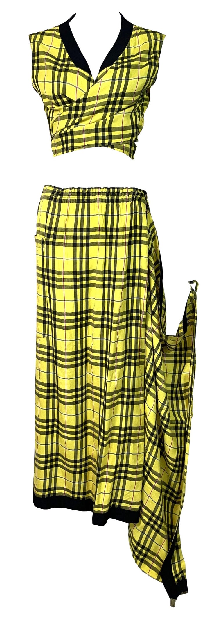 Vintage 1990's Jean Paul Gaultier Yellow Plaid "Clueless" Crop Top and ...