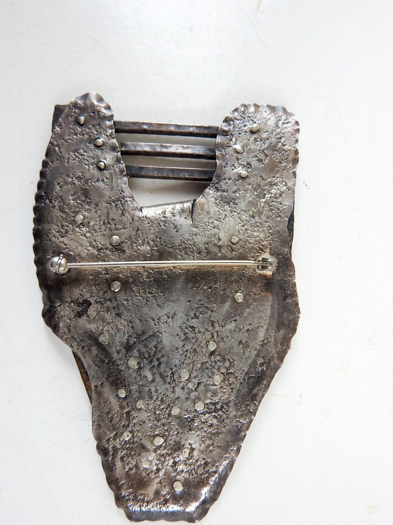 Vintage 1990's Large Brutalist Sterling and Patinated Copper Studio ...