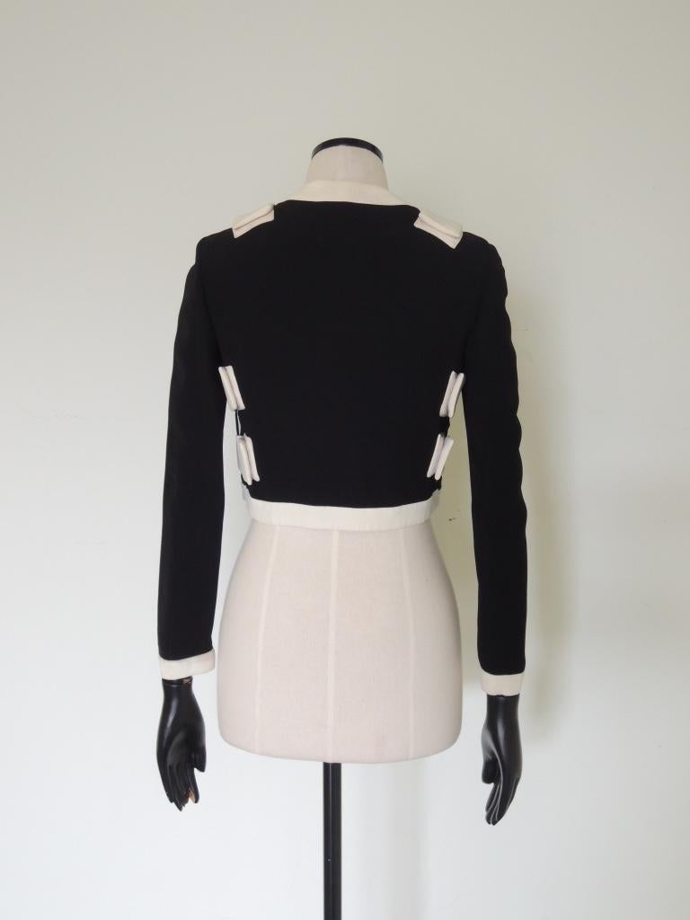 Vintage 1990s Moschino Black and White Crop Velcro Closure Blazer ...
