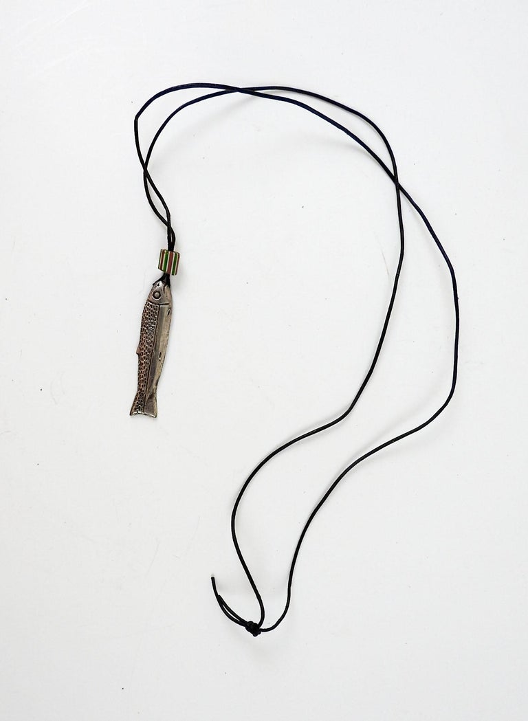 Vintage 1990s Sterling Silver Fish Pendant Artist Studio For Sale at ...