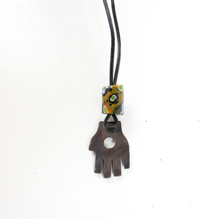 Vintage 1990s Sterling Silver Hand Symbol Pendant Artist Studio For ...