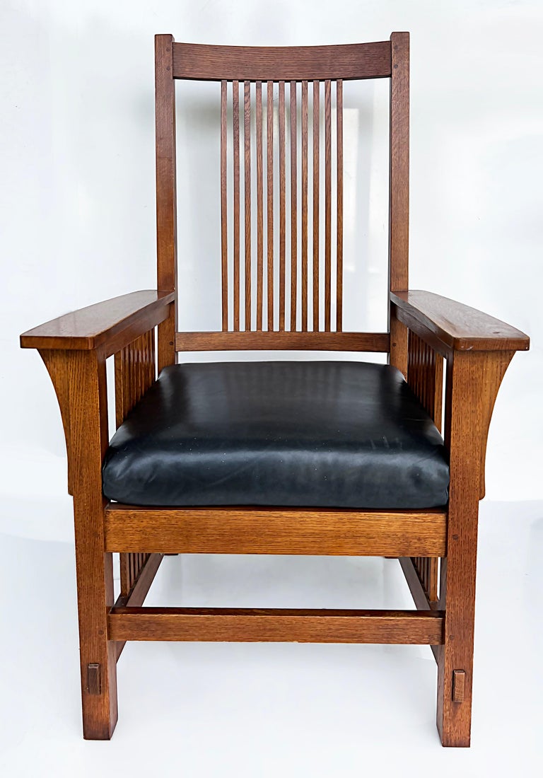 Vintage 1990s Stickley Brothers Oak Mission Lounge Chairs, Pair For ...