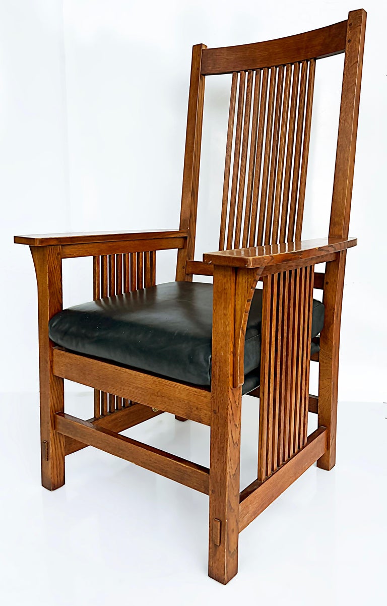 Vintage 1990s Stickley Brothers Oak Mission Lounge Chairs, Pair For ...
