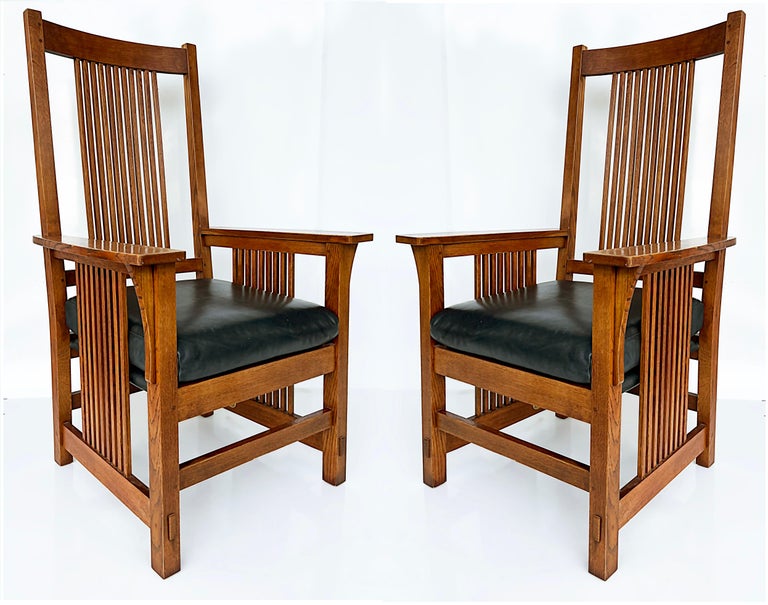 Vintage 1990s Stickley Brothers Oak Mission Lounge Chairs, Pair For ...