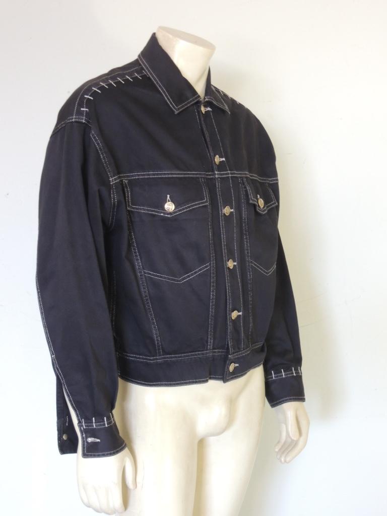 Vintage 1990s Versace Jeans Couture Denim Jean Jacket For Sale at ...