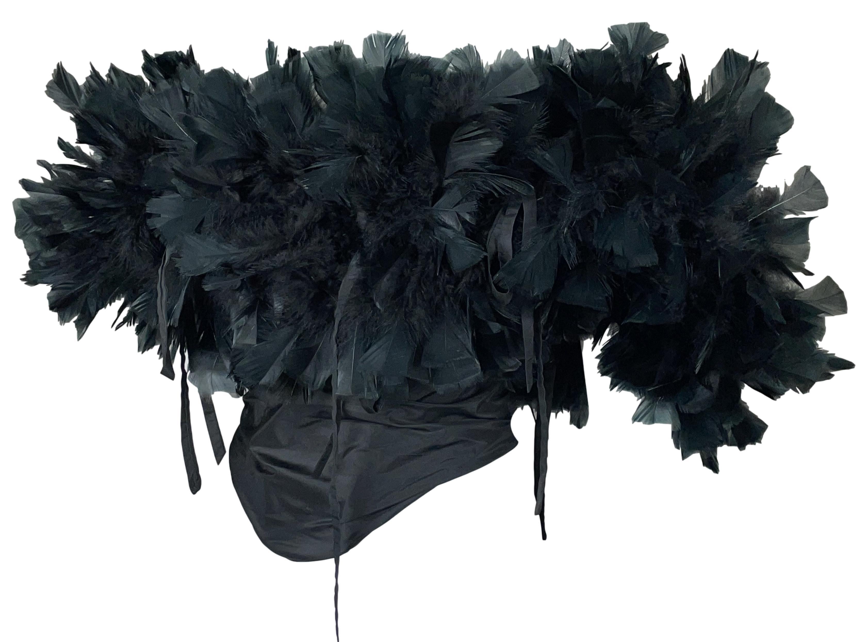 Vintage 1990's Vivienne Westwood Black Feather Off Shoulder Bustier Top ...