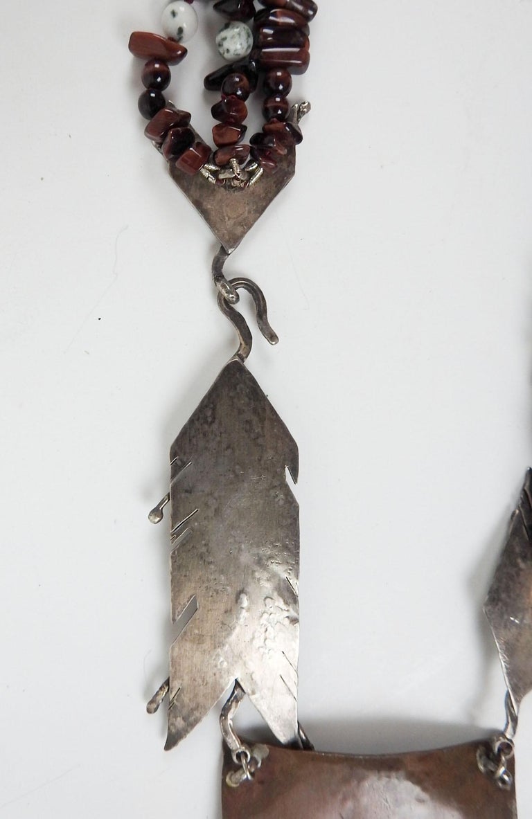 Vintage 1991 Artist Made Sterling Copper Agate Necklace and Earrings ...