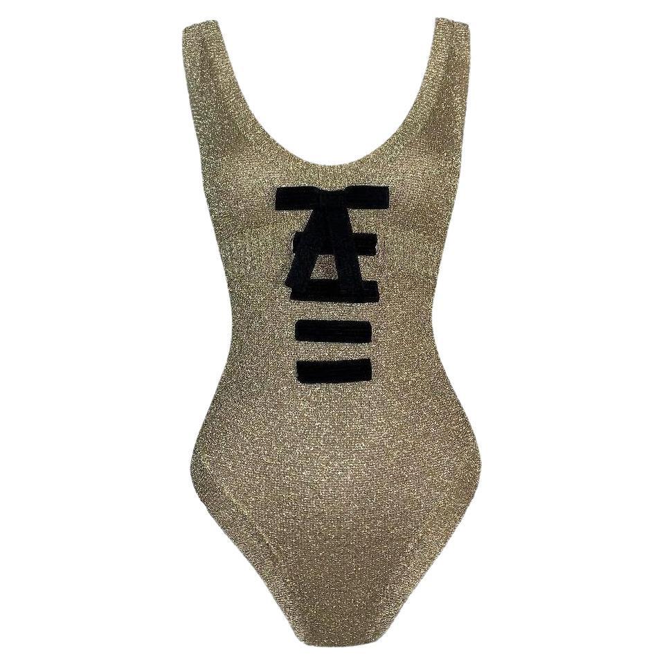 Vintage 1992 Gianni Versace Gold Faux Corset Bow Bodysuit Top For Sale ...