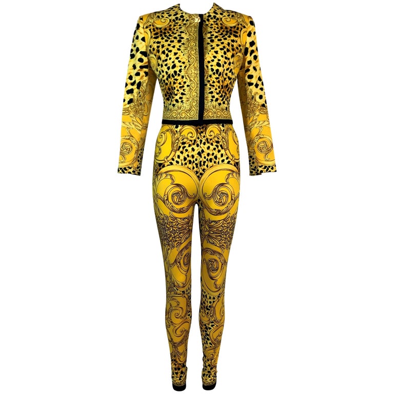 Vintage 1992 Instante Gianni Versace Leopard Leggings and Cropped ...