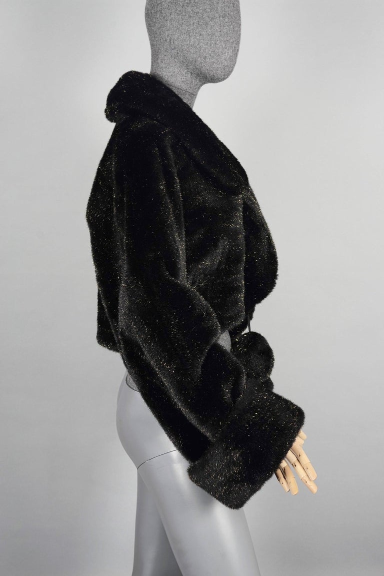 Vintage 1994 MOSCHINO Question Mark Shimmering Faux Fur Cropped Jacket ...