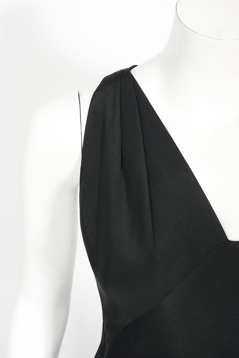 Vintage 1994 Philippe Venet Couture Black Silk Asymmetric Cut Out Bias ...