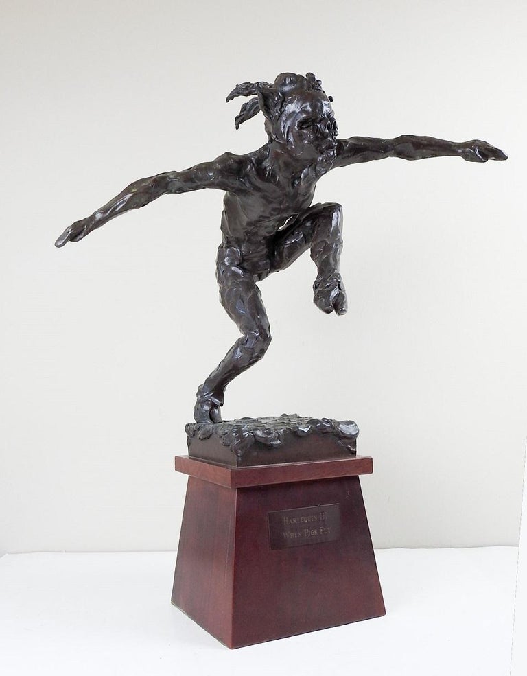 Vintage 1996 Mythical Dancing Creature Bronze Sculpture For Sale at 1stDibs
