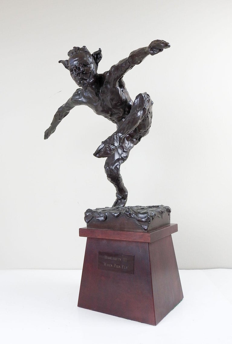 Vintage 1996 Mythical Dancing Creature Bronze Sculpture For Sale at 1stDibs