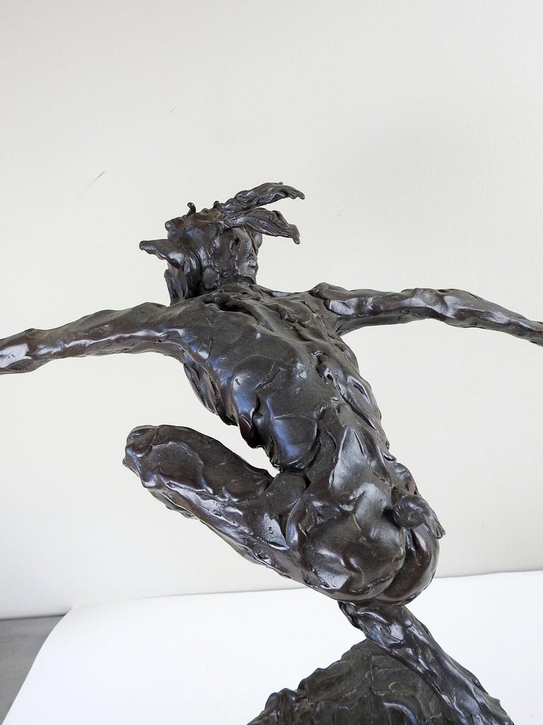 Vintage 1996 Mythical Dancing Creature Bronze Sculpture For Sale at 1stDibs