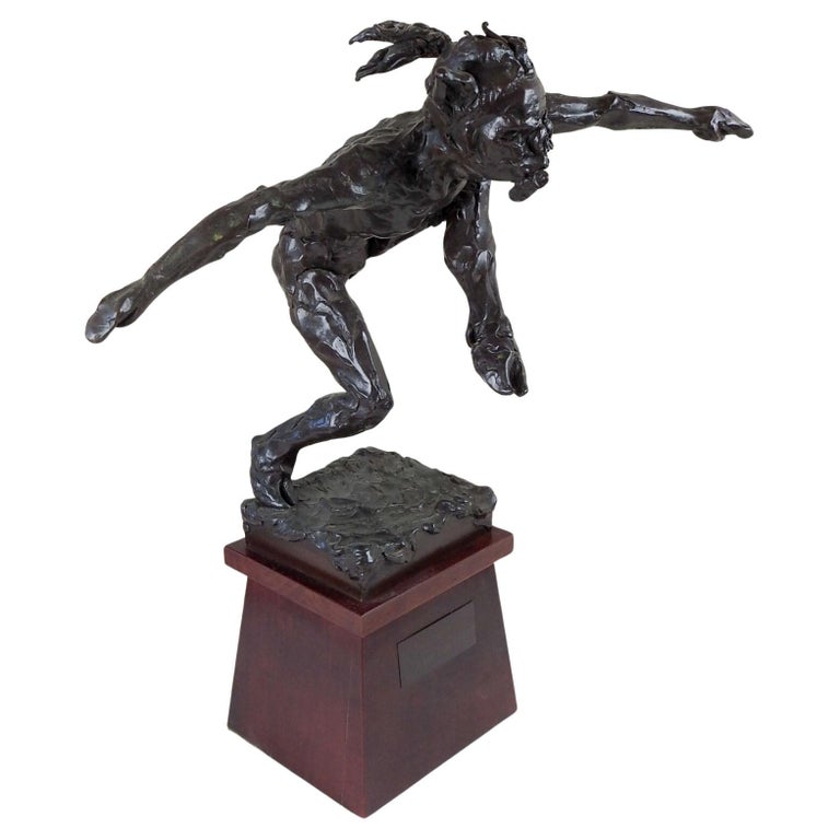 Vintage 1996 Mythical Dancing Creature Bronze Sculpture For Sale at 1stDibs