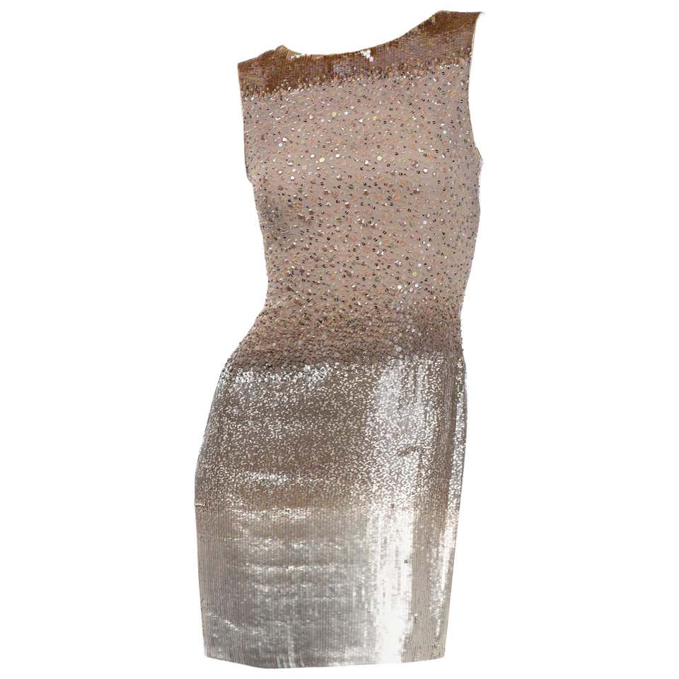 Vintage 1997 Bill Blass Runway Evening Dress Ombre Bronze And Gold