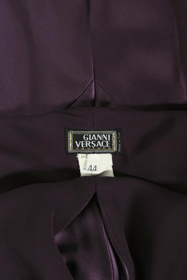 Vintage 1998 Gianni Versace Couture Purple Silk Halter Bias-Cut ...