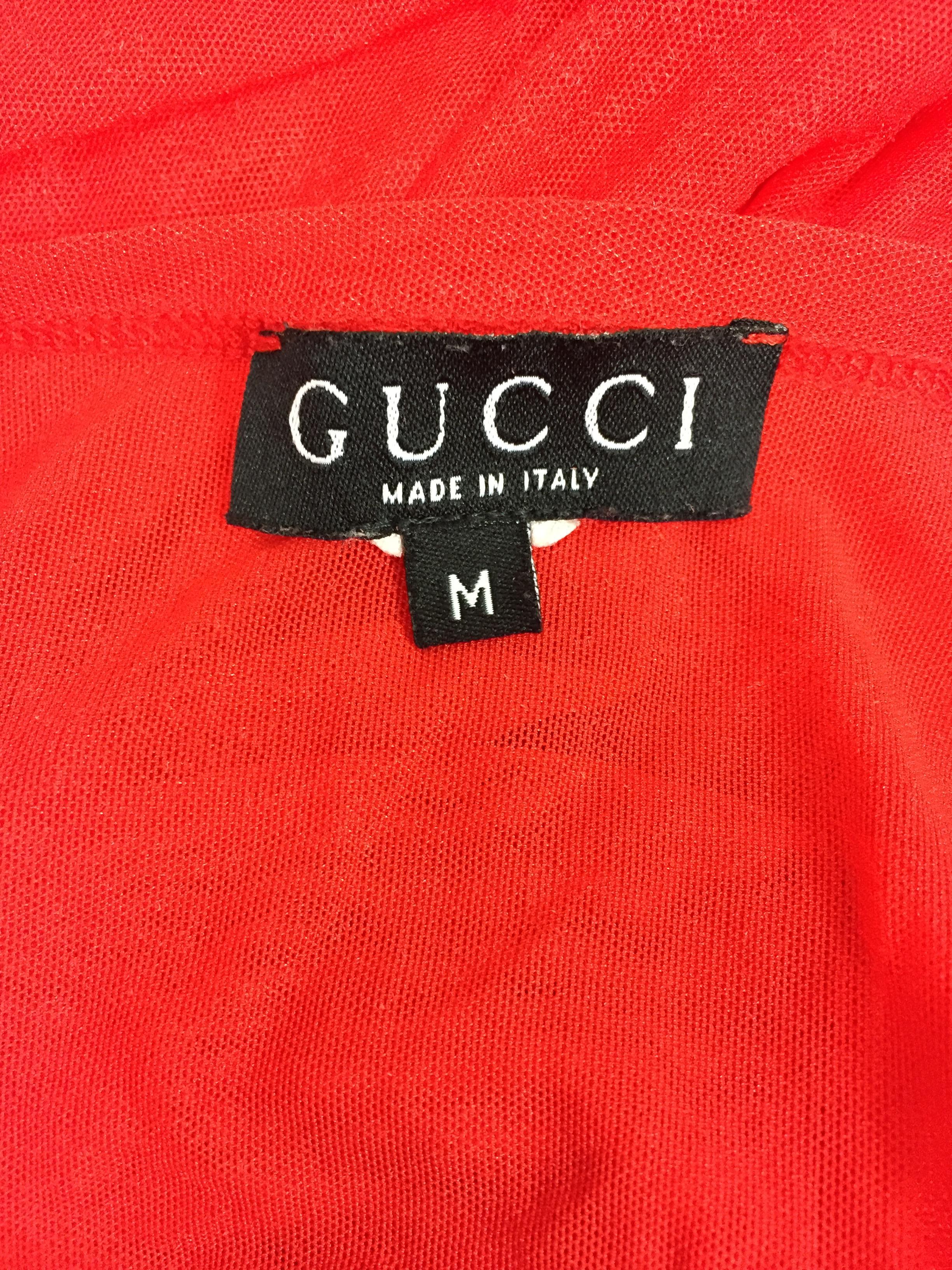 Vintage 1998 Gucci by Tom Ford Red Sheer Mesh Mini Dress For Sale at ...