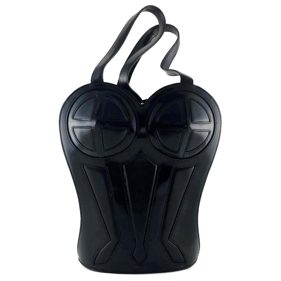 Jean Paul Gaultier Rare 1998 Iconic Black Leather Bustier Handbag at ...
