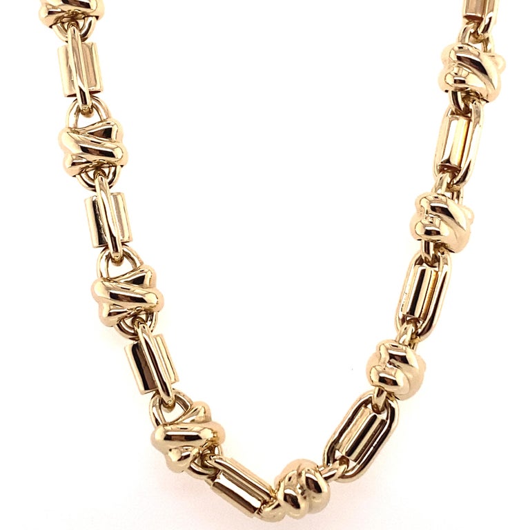 Vintage 1999 14 Karat Yellow Gold Italian Link Necklace For Sale at 1stDibs