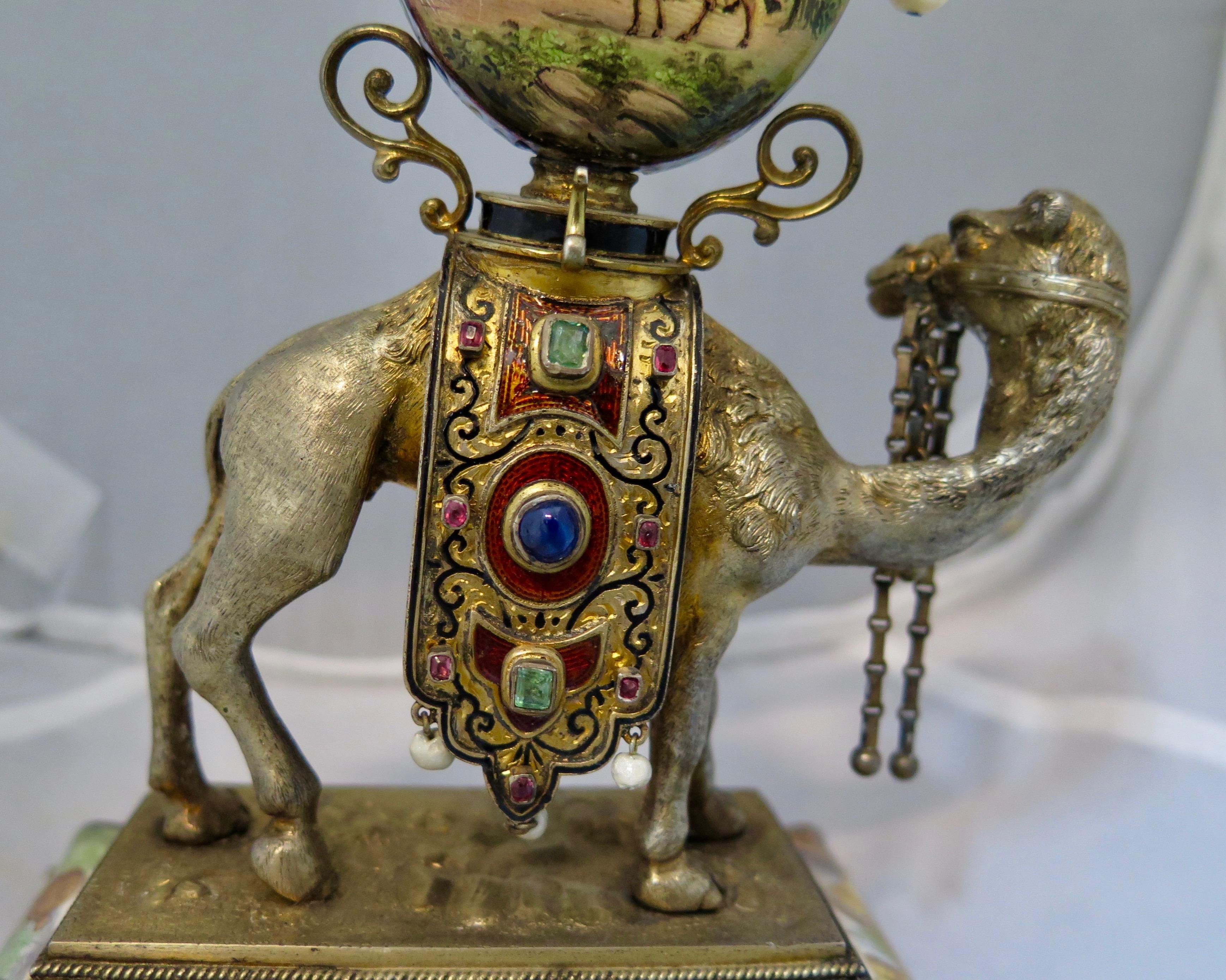 Vintage 19th Century Enamel/Silver Austrian Clock For Sale at 1stDibs