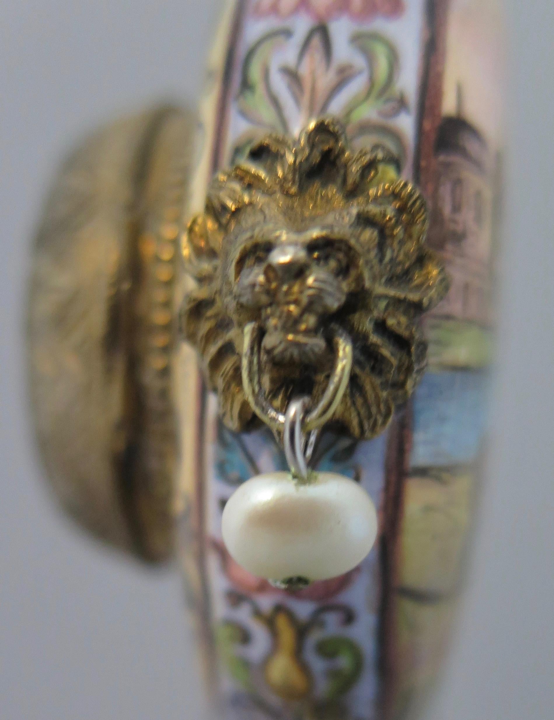 Vintage 19th Century Enamel/Silver Austrian Clock For Sale at 1stDibs