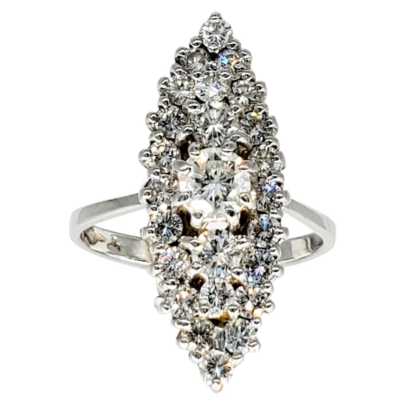 Vintage 2 Carat Diamonds Cluster Cocktail Ring 18 Karat White Gold For ...