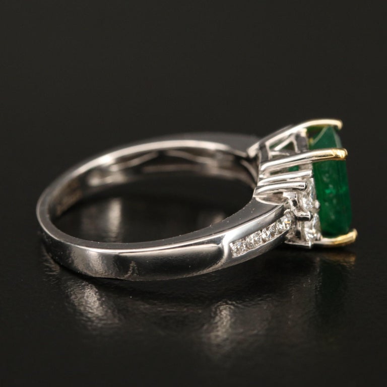 Customizable Vintage 2 Carat Natural Zambian Emerald Diamond White Gold Engagement Ring For Sale ...