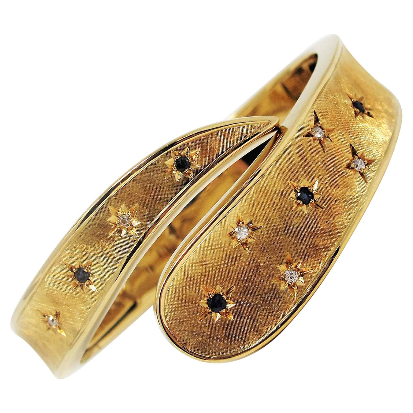 Victorian Ruby, Sapphire and Diamond Flower Bypass Bracelet at 1stDibs