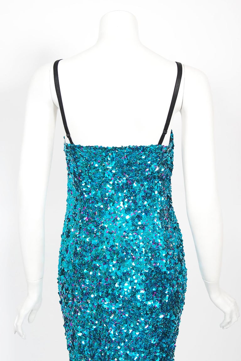 Vintage 2000 Dolce and Gabbana 'Legally Blonde' Blue Sequin Bodycon Bra ...