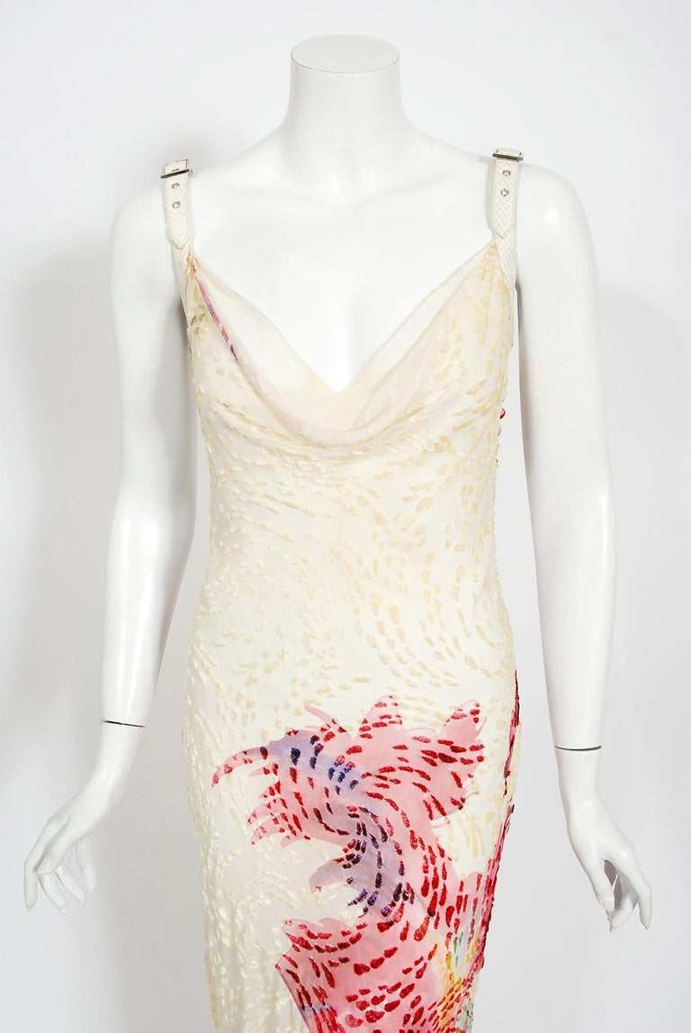 Vintage 2001 Christian Dior by John Galliano Ivory Floral Silk Bias-Cut ...