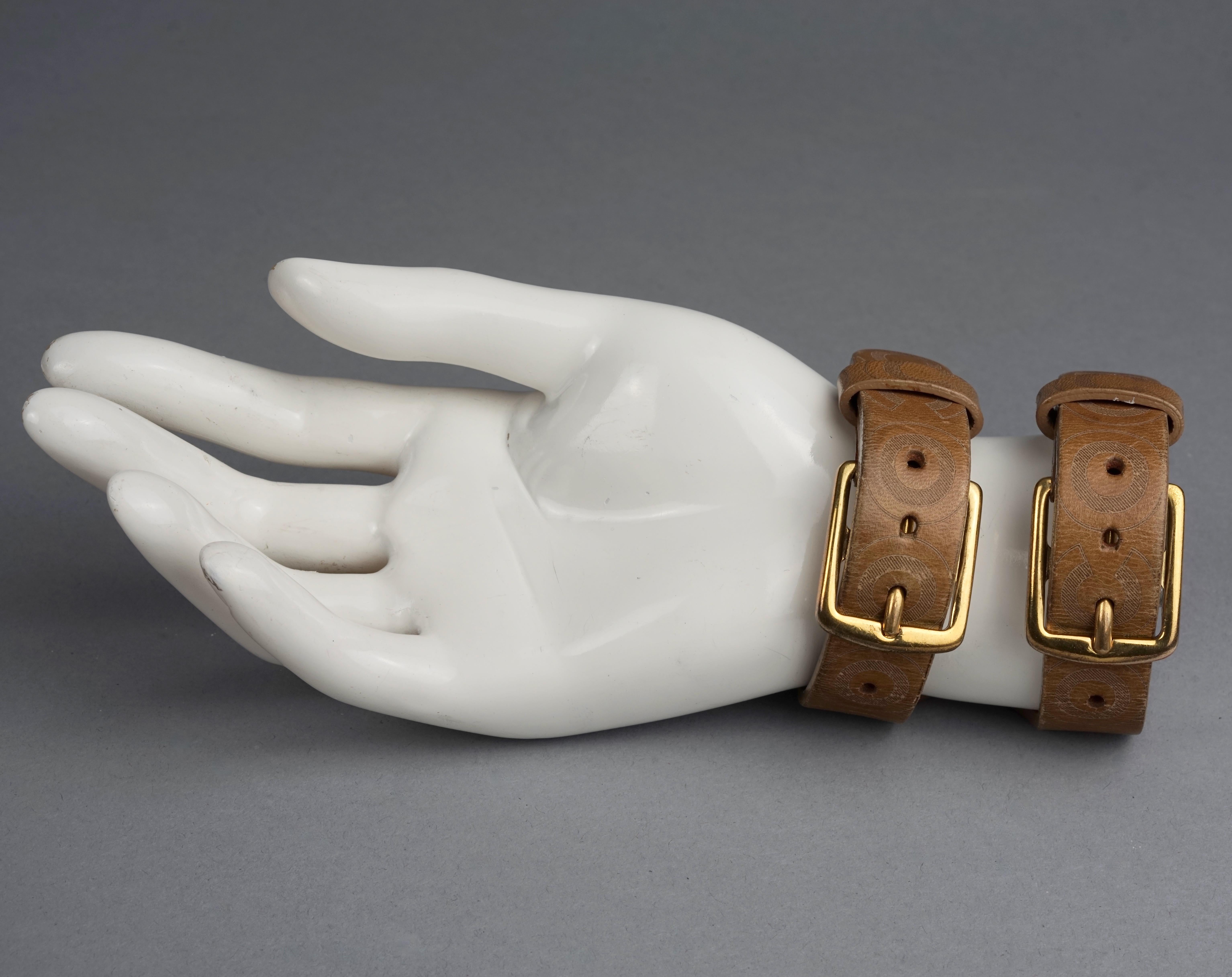 Vintage 2001 COCO CHANEL Double Buckle Brown Leather Cuff Bracelet For ...