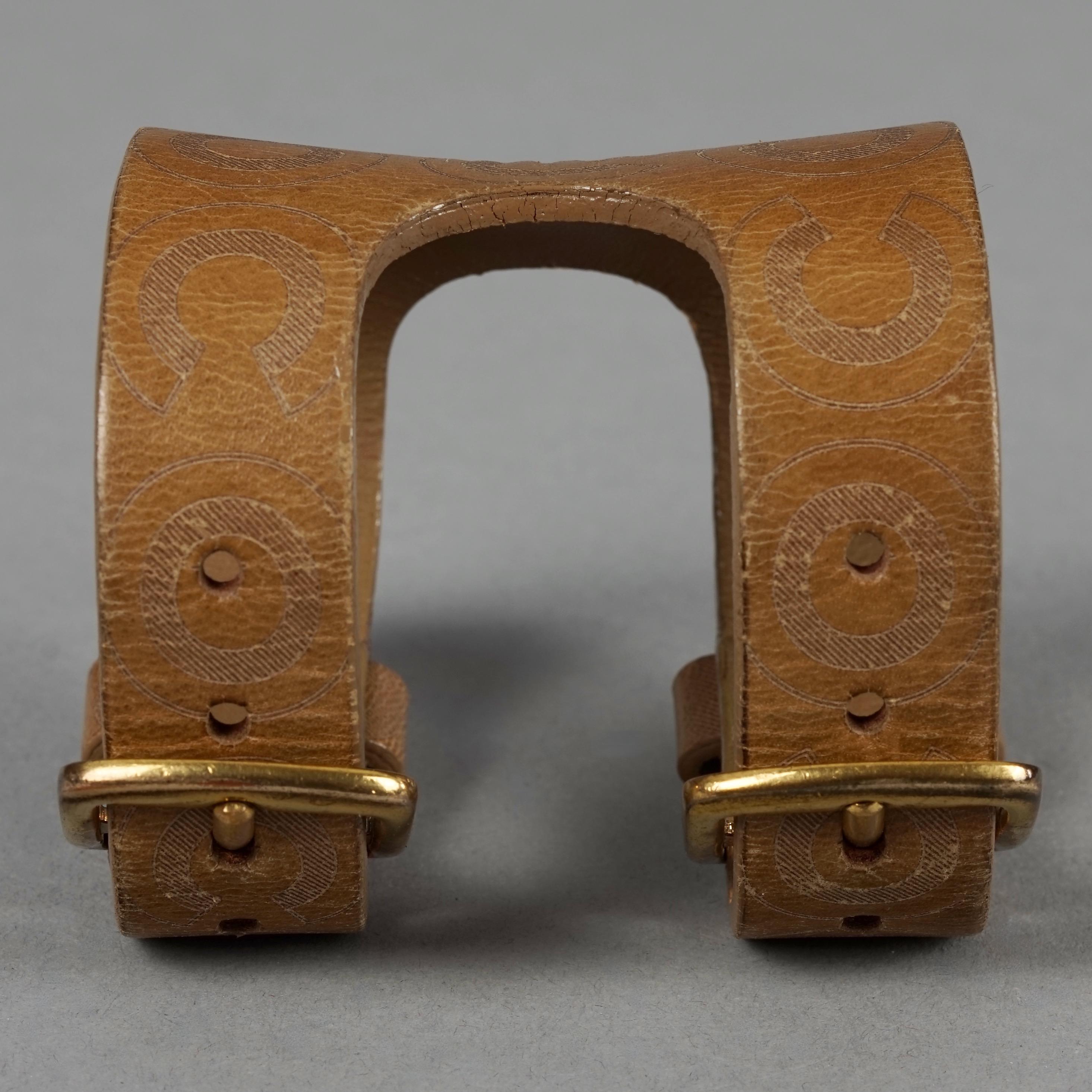 Vintage 2001 COCO CHANEL Double Buckle Brown Leather Cuff Bracelet For ...