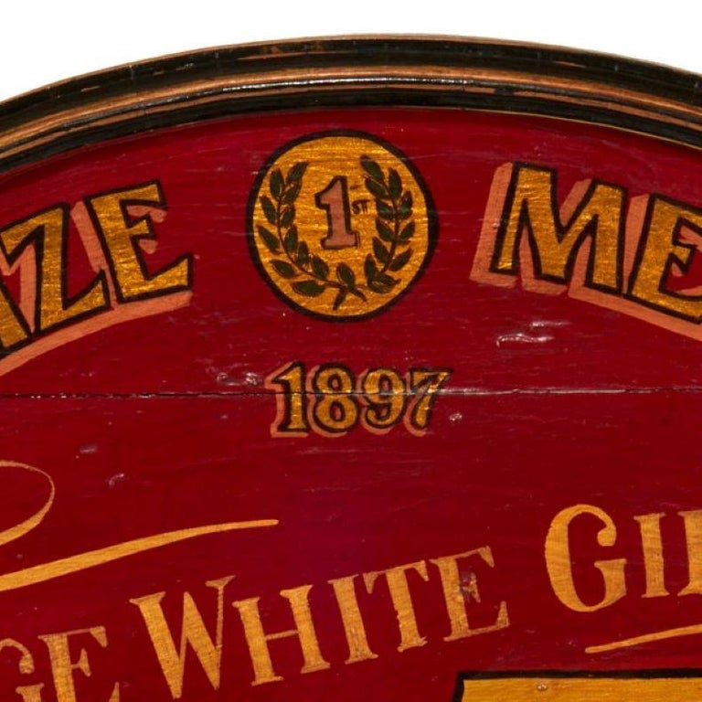 Vintage 20th C Hand Painted Trade Wood Sign with Plaster Pig at 1stDibs