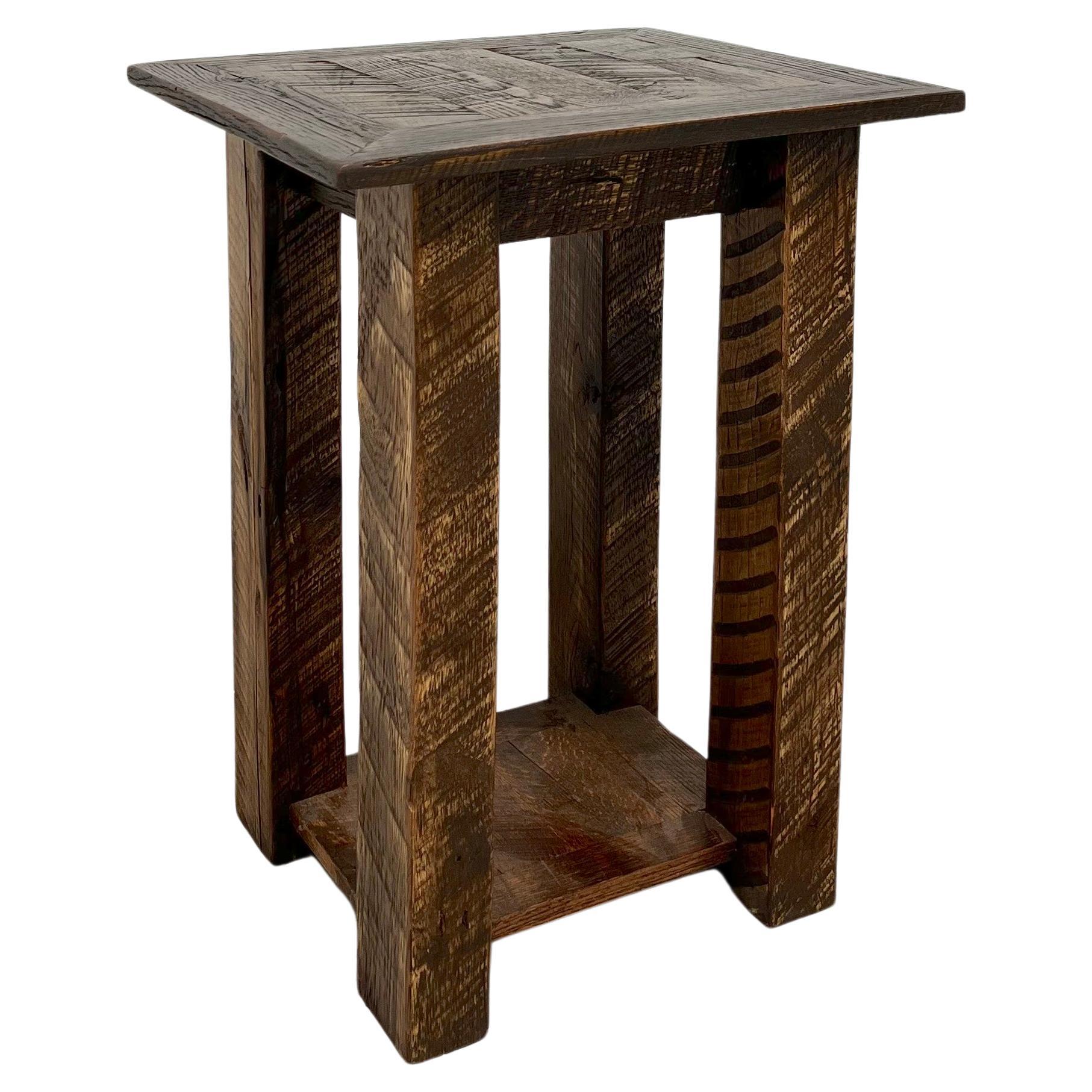 Rustic Reclaimed Wood Accent Table For Sale at 1stDibs