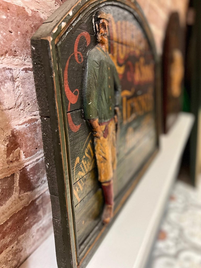 Vintage 20th Century Hand Painted Trade Wood Sign, Tennis at 1stDibs