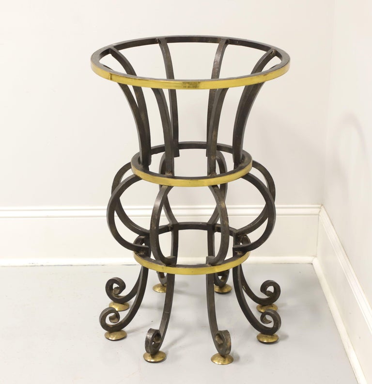 Vintage 20th Century Wrought Iron and Brass Pedestal Table Base for ...