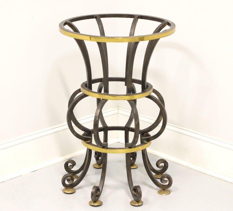 Vintage 20th Century Wrought Iron and Brass Pedestal Table Base for ...