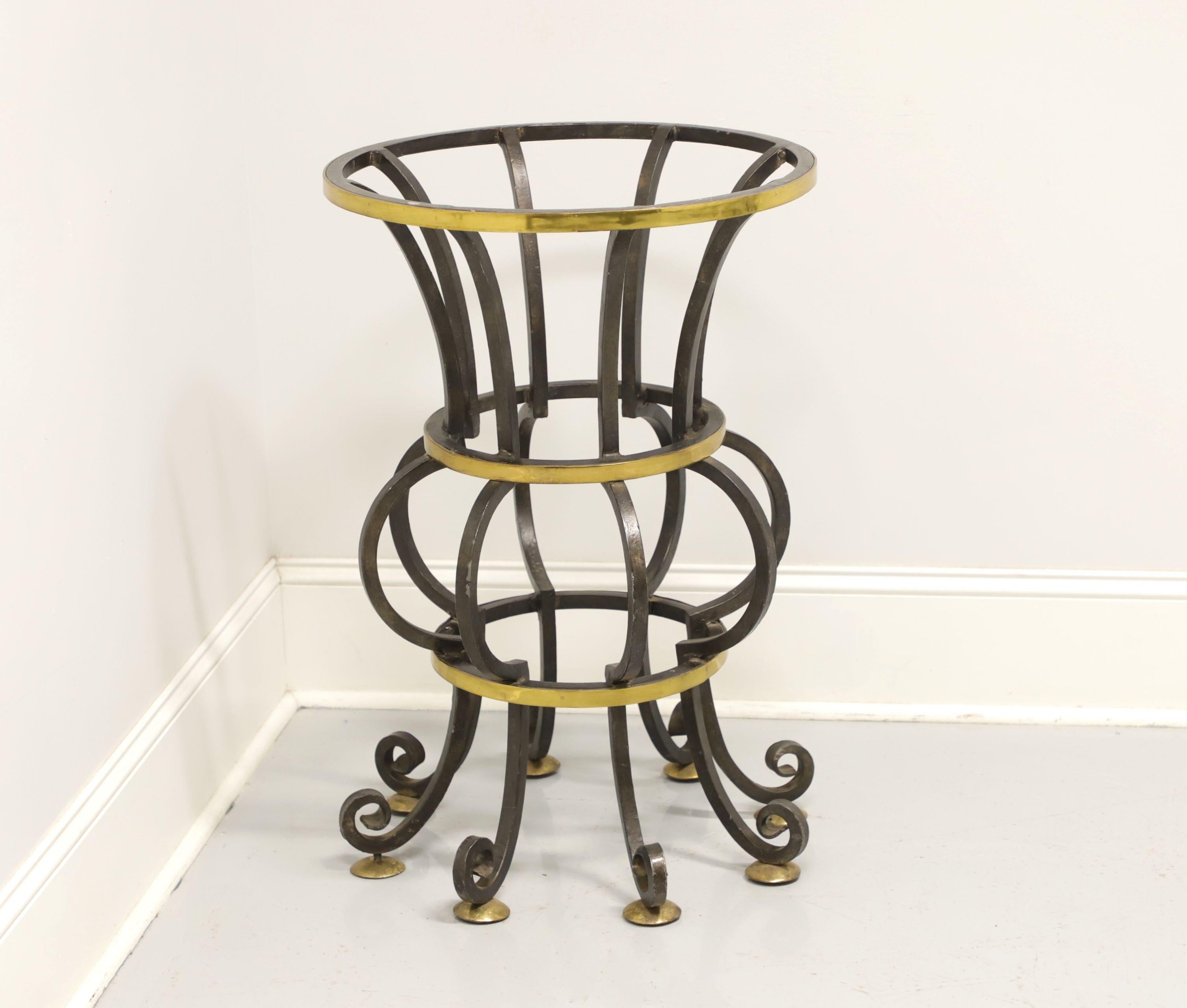 Vintage 20th Century Wrought Iron and Brass Pedestal Table Base for ...