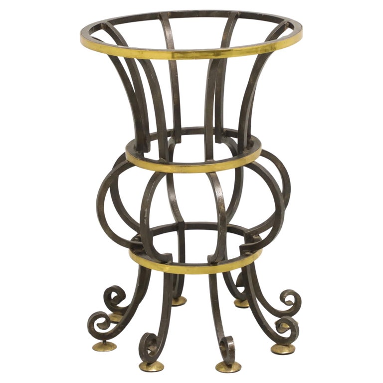Vintage 20th Century Wrought Iron and Brass Pedestal Table Base for ...