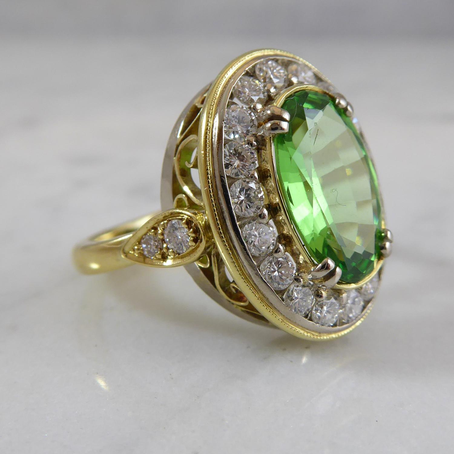Vintage 2.20 Carat Green Garnet and Diamond Cluster Ring at 1stDibs ...