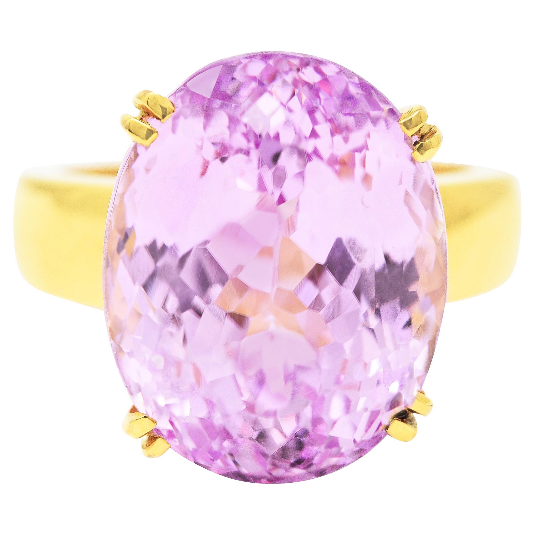 18 Karat Pink Gold Ring with Amethyst, Kunzite and Diamonds at 1stDibs