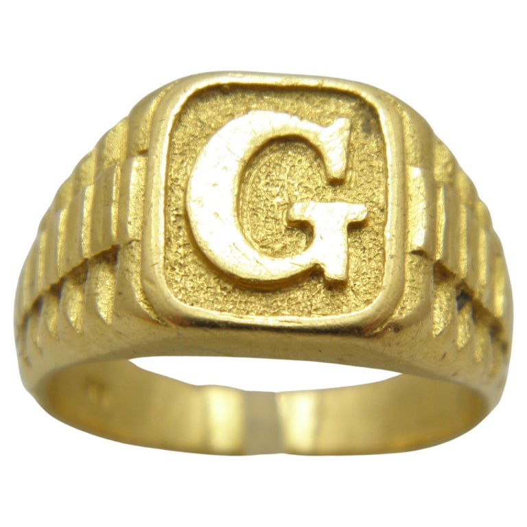 Vintage 22ct Gold Signet Ring Size T1/2 10 Solid 22k 916 Yellow Initial ...