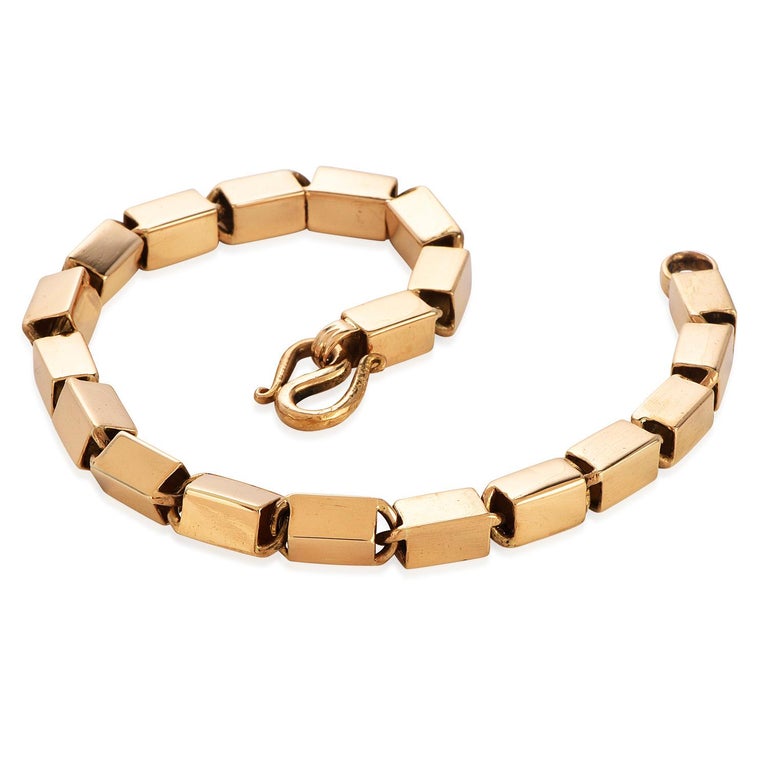 Vintage 22K Gold Elegant Box Chain Links Bracelet at 1stDibs