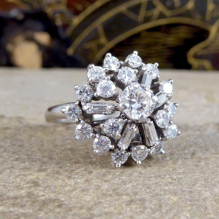 Vintage 2.44ct Diamond Spray Ring Mounted in Platinum For Sale at 1stDibs