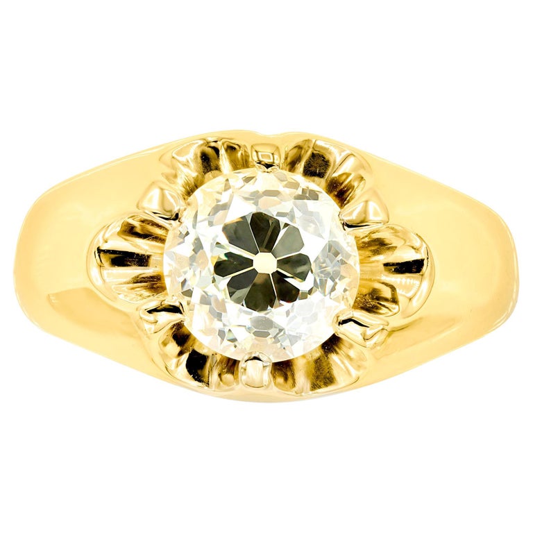 Vintage 2.10 Ct. Old European Cut Belcher Ring For Sale at 1stDibs