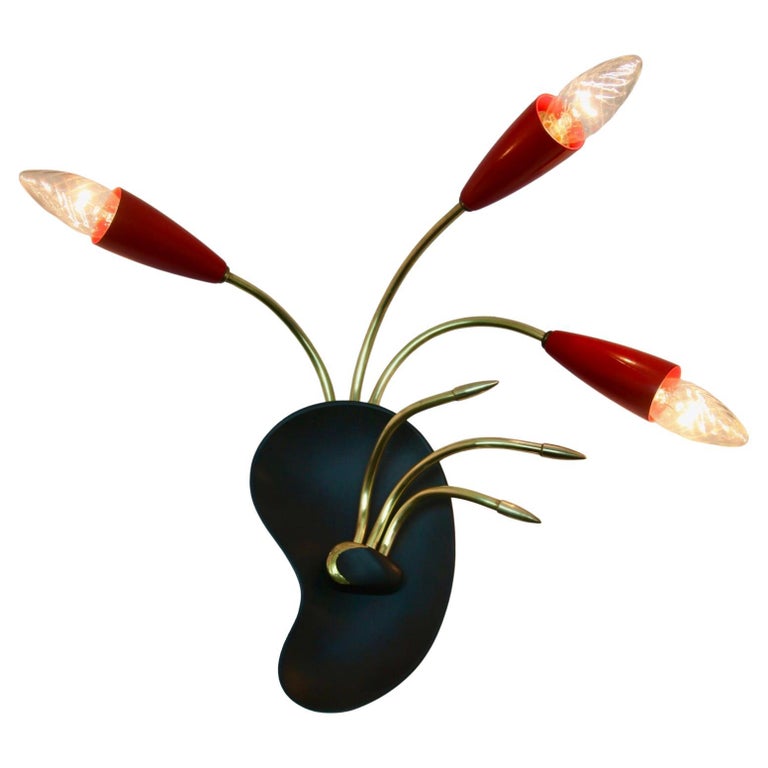 Vintage 3 Arms Spider Wall Mount Lamp in the Style of Stilnovo, Italian ...